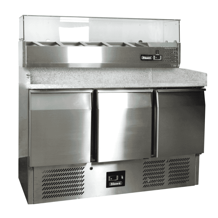 Blizzard BCC3PIZZA 3 Door Refrigerated 1/1 Gastronorm Pizza Preparation ...